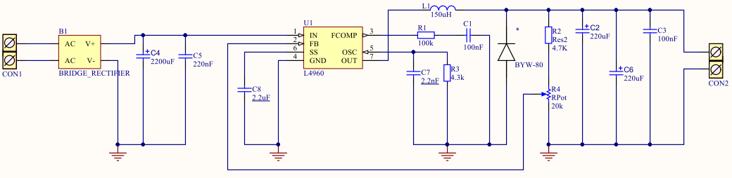 Elektronika i Programowanie: [8] PCB - Zasilacz impulsowy - układ L4960