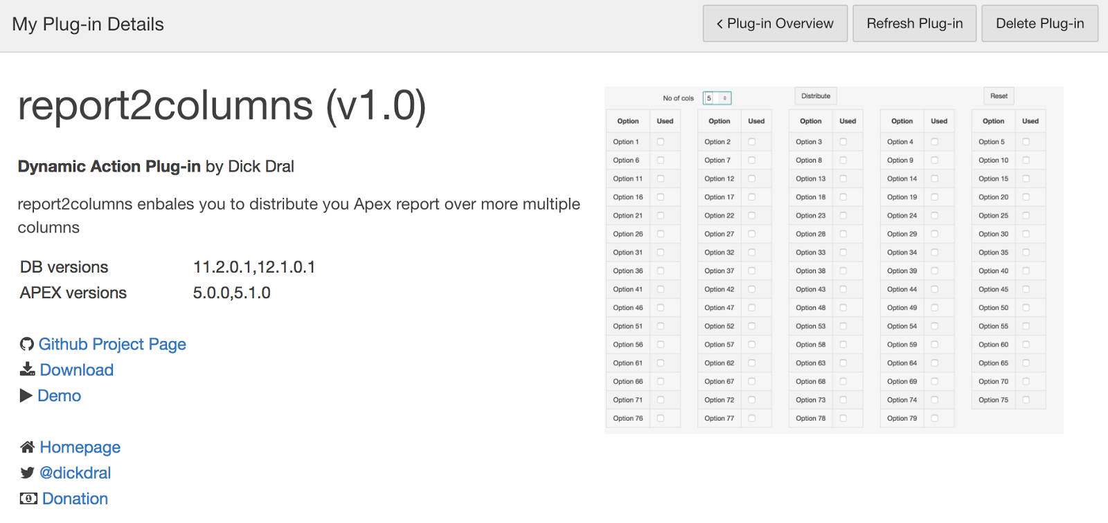 About Oracle Plug In For Splitting Reports Into Columns