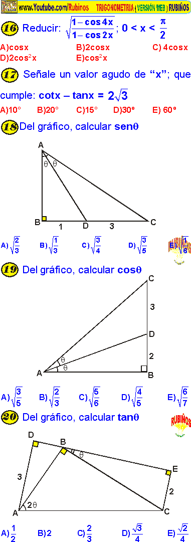 IDENTIDADES DEL ANGULO DOBLE EJERCICIOS RESUELTOS DE TRIGONOMETRIA PDF
