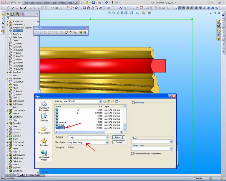 Import insert dxf and dwg files - 2D AUTOCAD 3D SOLIDWORKS Import insert dxf and dwg files - 2D AUTOCAD 3D SOLIDWORKS