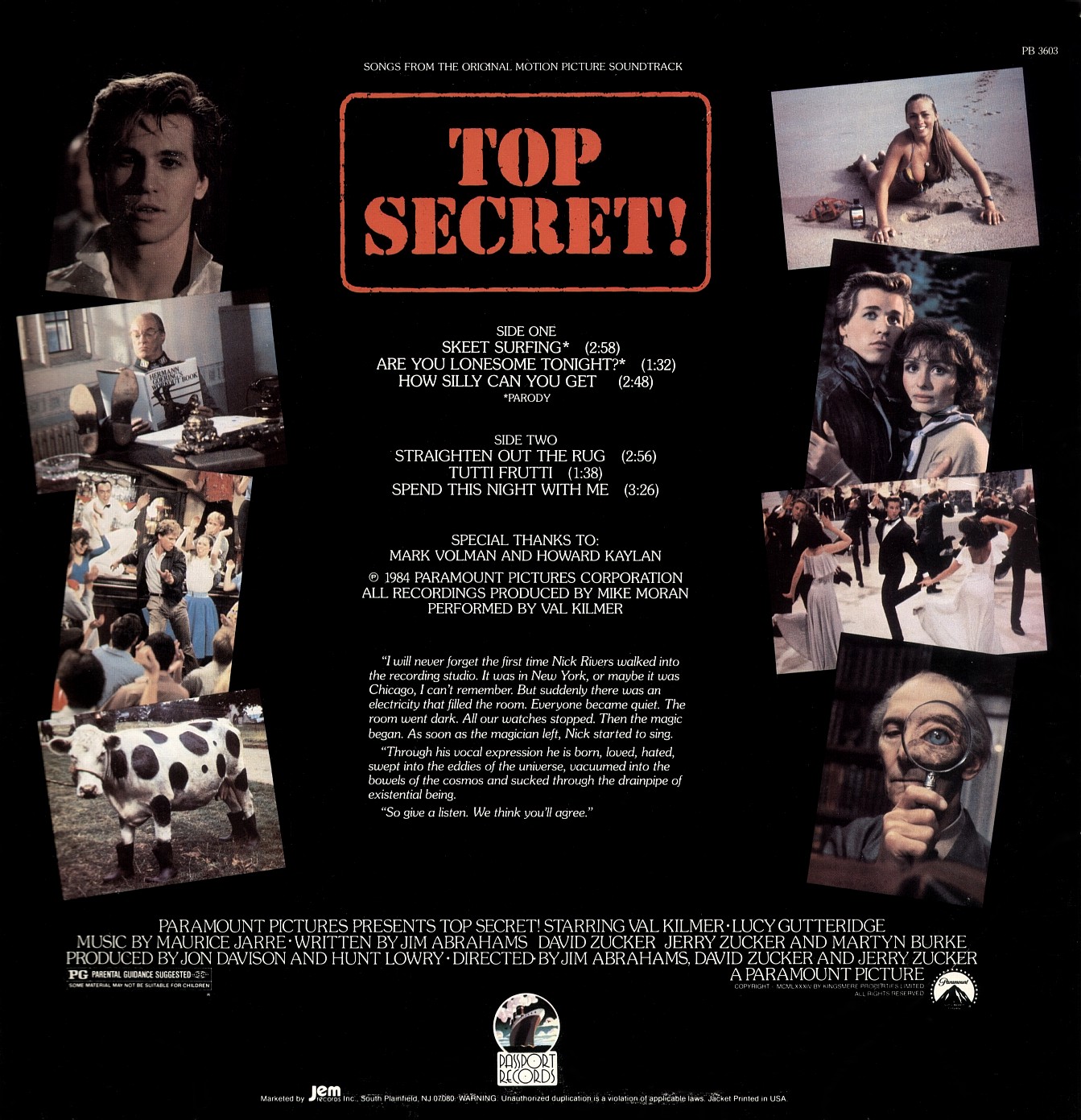 AOR Night Drive: 'Top Secret' Soundtrack Movie 1984