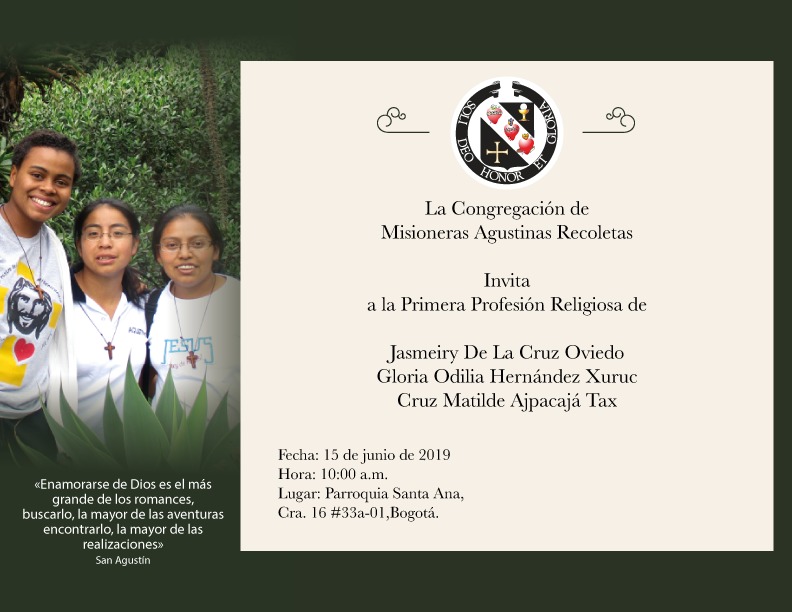 INVITACIÓN A LA PRIMERA PROFESIÓN RELIGIOSA