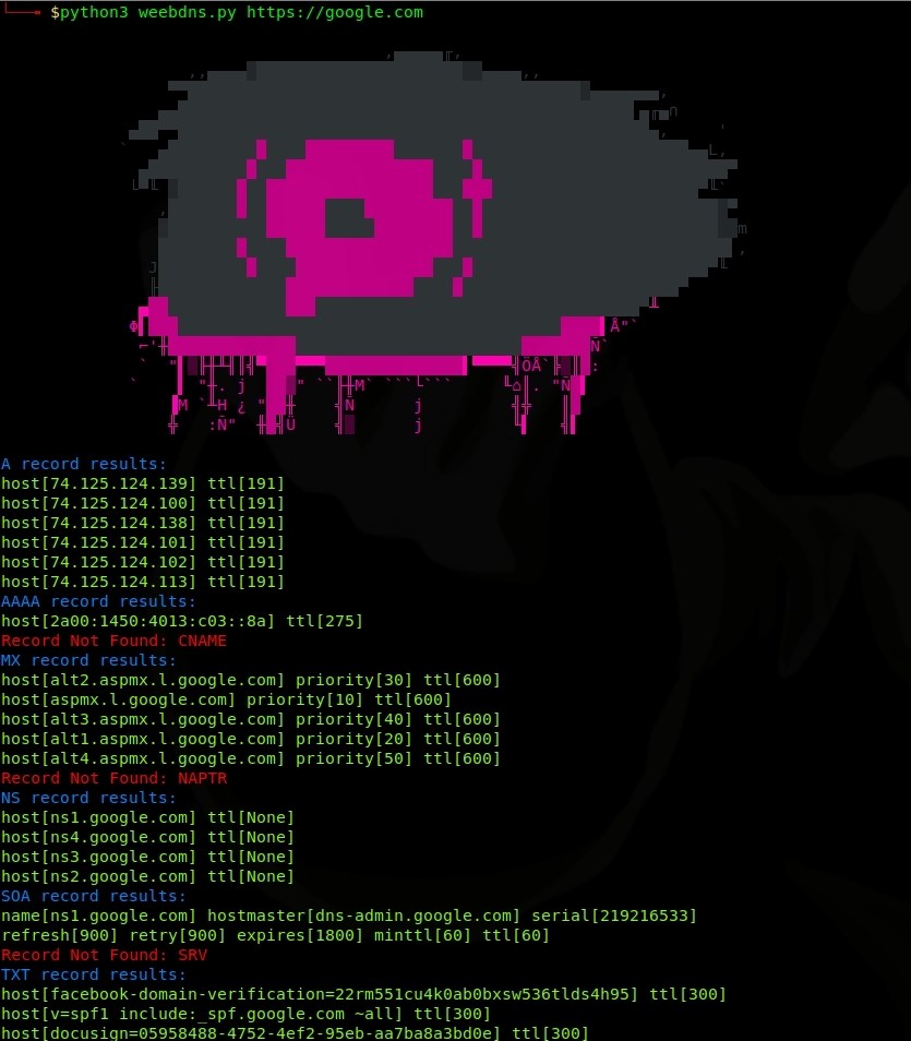 Weebdns Dns Enumeration With Asynchronicity