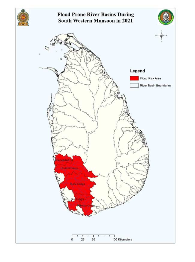 ප්‍රදේශ කිහිපයක් ගංවතුර අවදානමේ