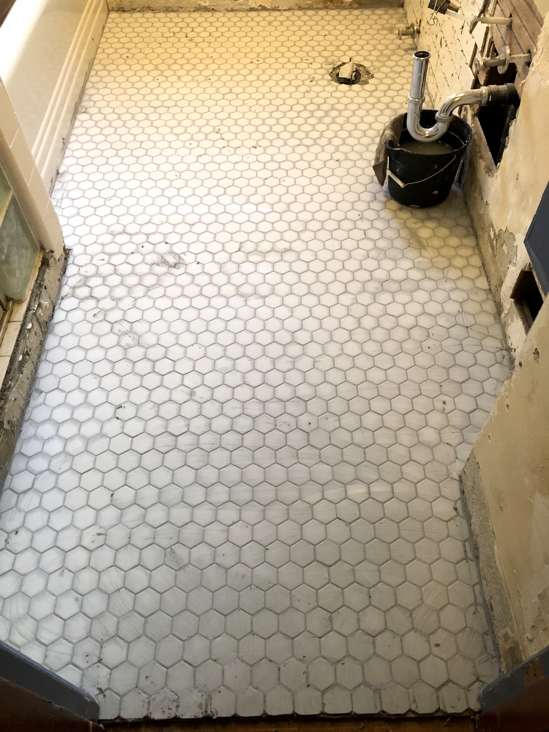 How to lay mosaic tile flooring!: Week 2, One Room Challenge bathroom ...