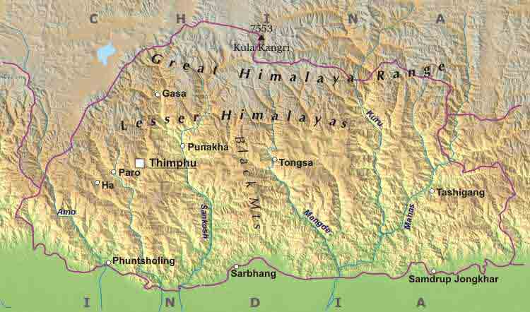 Butão | Mapas Geográficos do Butão