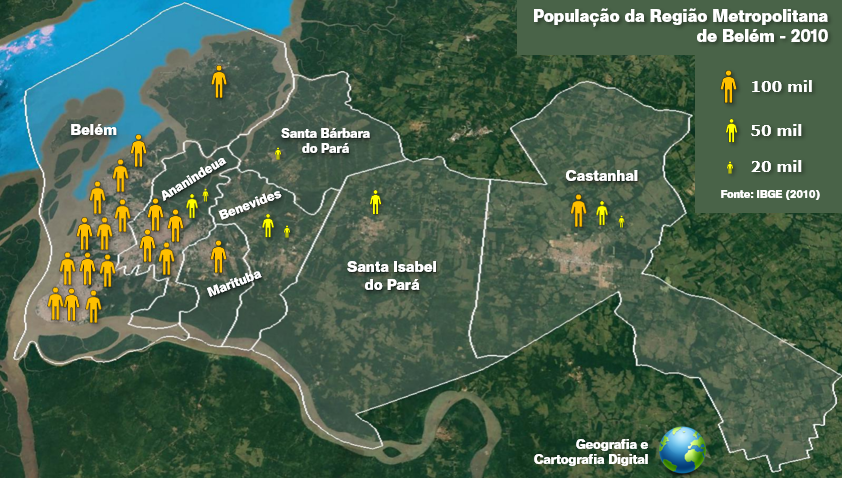 Geografia e Cartografia Digital: Mapa da população de Belém com uso de ...