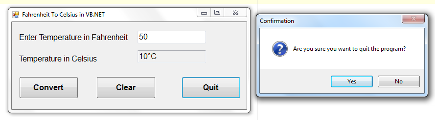 Free Programming Source Codes And Computer Programming Tutorials Fahrenheit To Celsius In Vbnet
