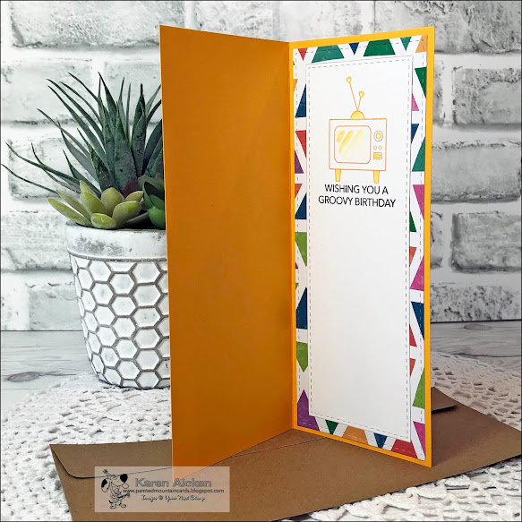 Painted Mountain Cards: Retro TV Slimline Card