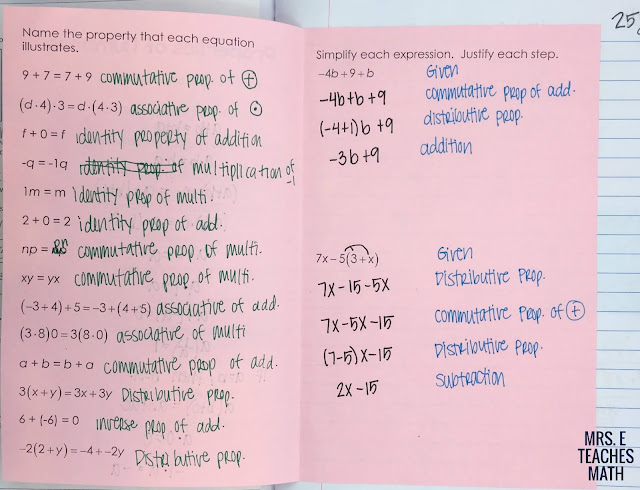 Properties of Real Numbers Foldable | Mrs. E Teaches Math