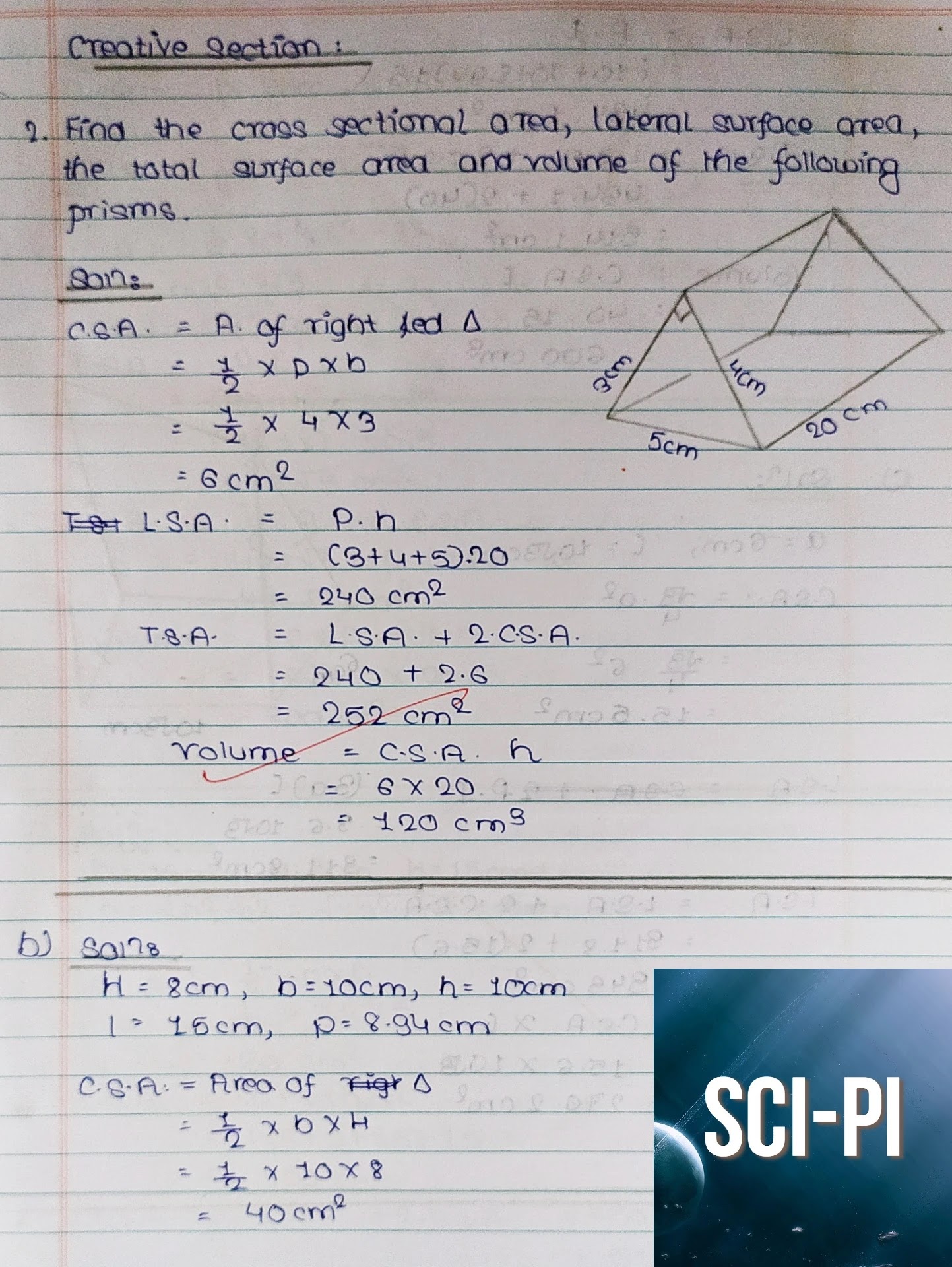 Ex 7.1 - Surface Area and Volume of Triangular Prisms Class 10 ...