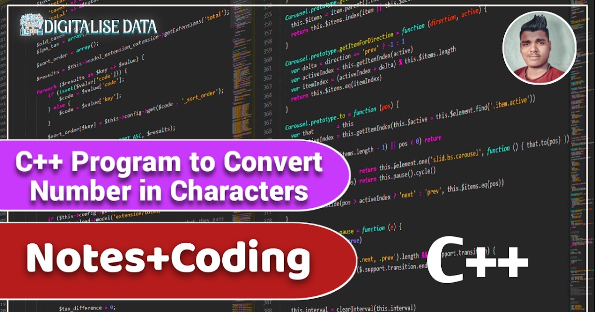 C++ Program to Convert Number in Characters coding by Digitalise Data