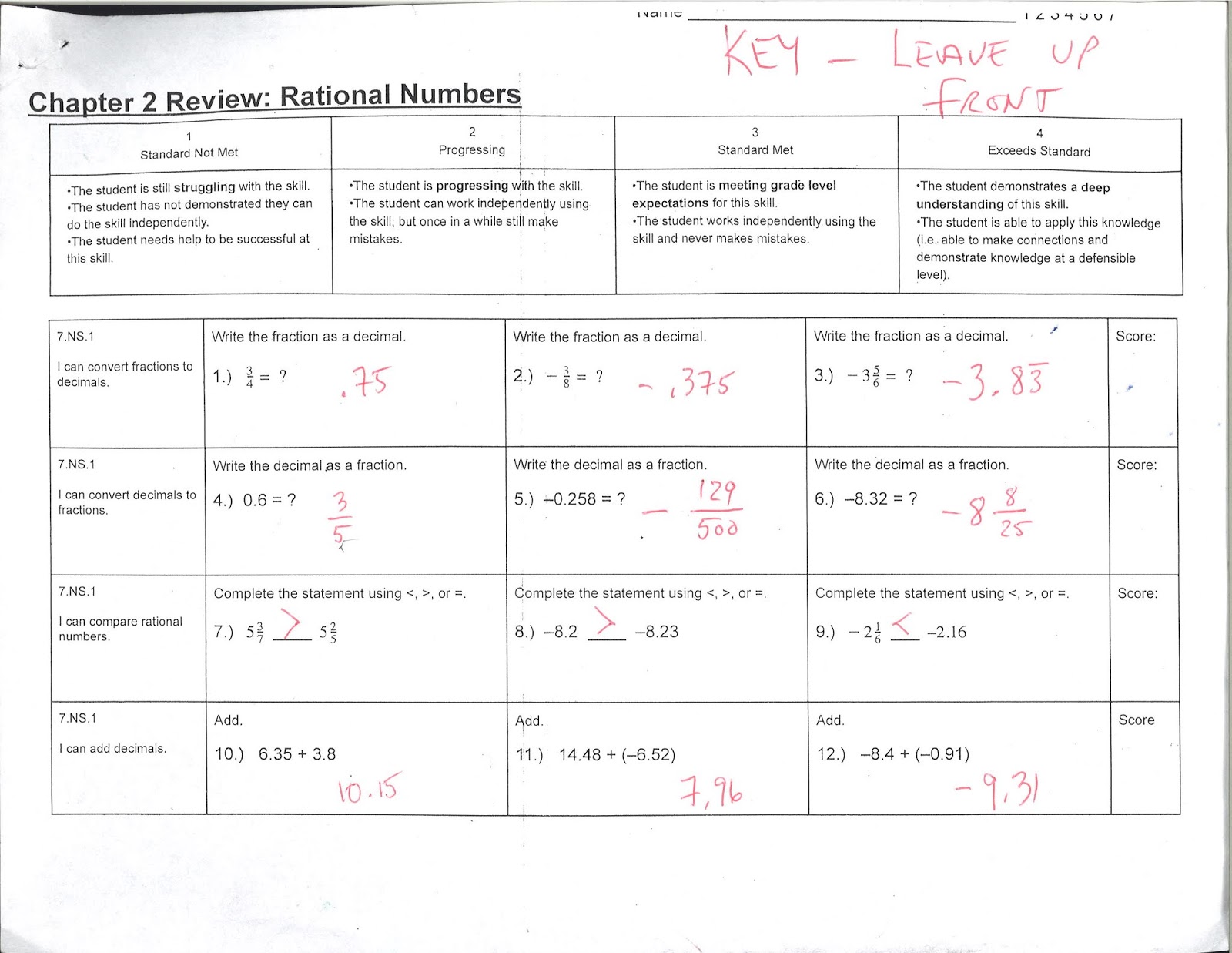 Hamilton Middle School 7th Grade Math