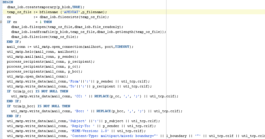 UTL_SMTP: Send an Email to Multiple Recipients with Attachments from Oracle PL/SQL