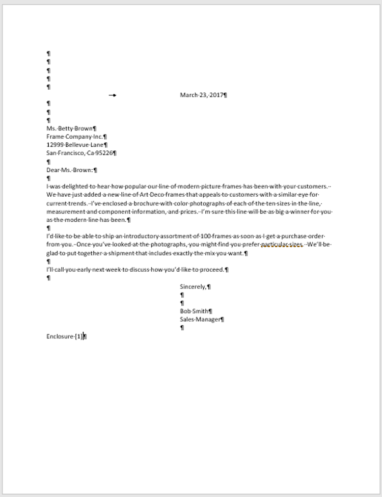 Business Letter Format Attachments Enclosures - Birthday Letter