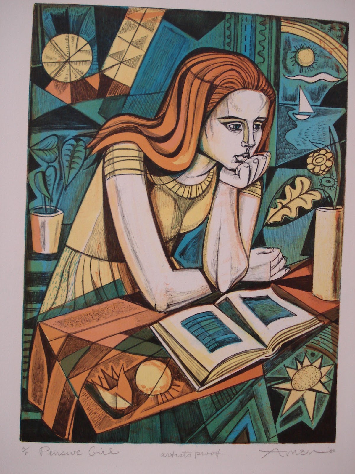 S. Morantz Galleries: Pensive Girl by Irving Amen