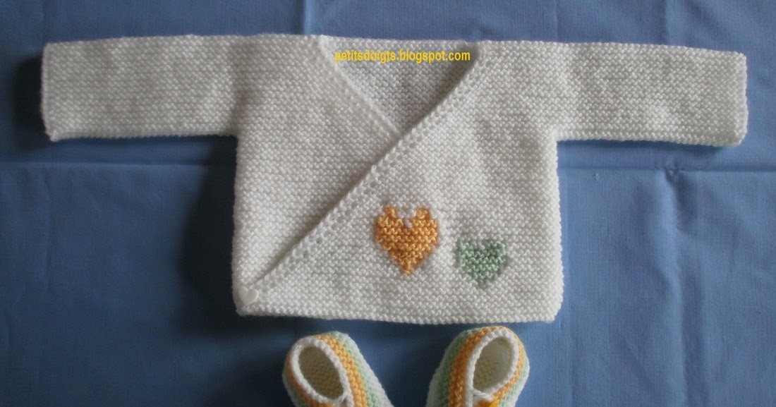 Petits doigts: Brassière chauffe-coeur "cœur" et ses chaussons "Kimono"