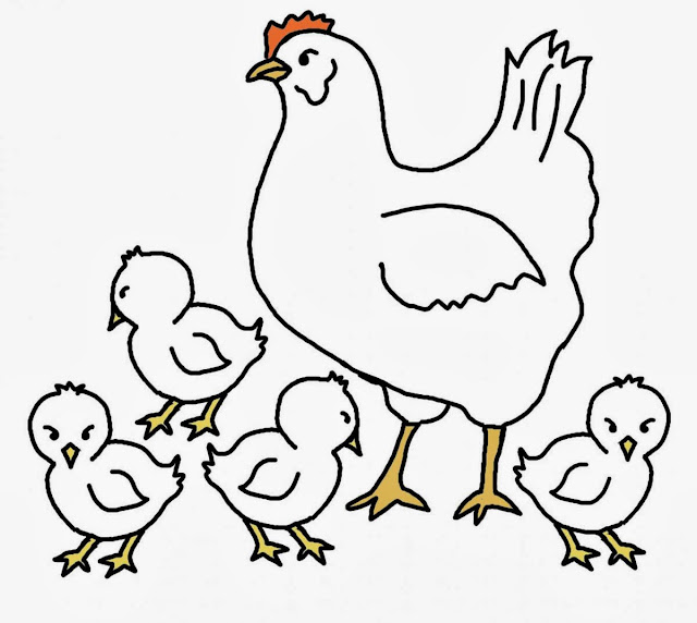 Colour Drawing Free Wallpaper: Hen And Chicken Mom Baby Drawing Free ...