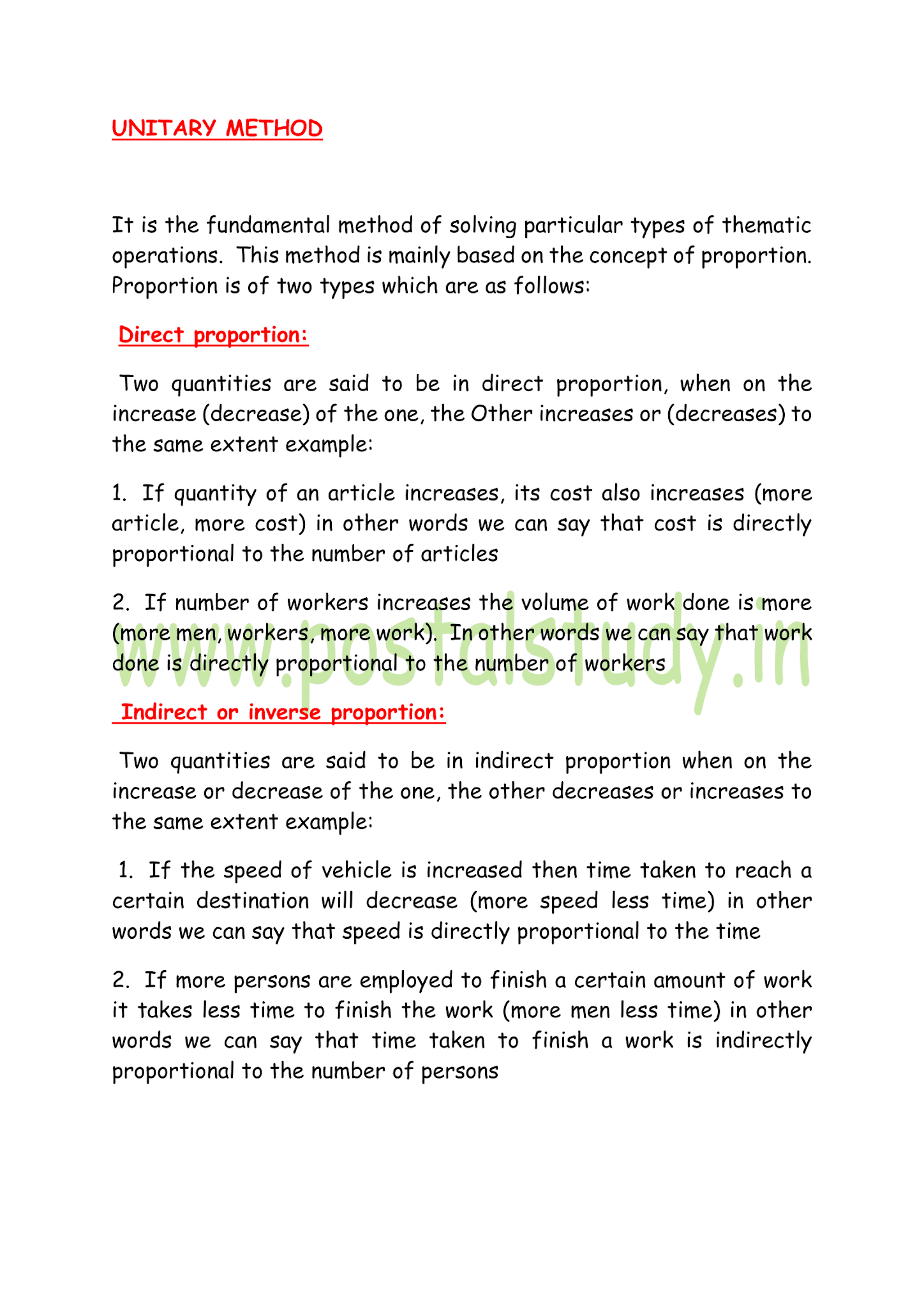 Solved Examples on Unitary Method - Postalstudy | Post Office Blog ...
