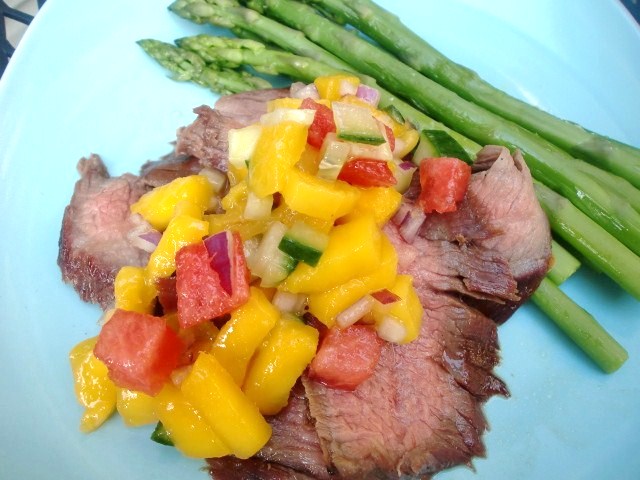 Grilled Steak with Mango Watermelon Relish