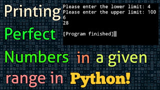 Printing perfect numbers in a given interval - Python - BoiCoder