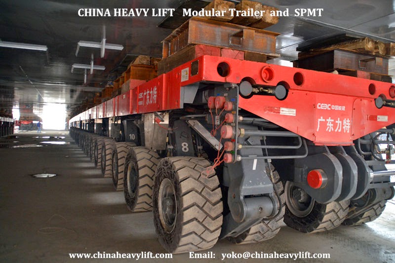 100 axle lines CHINAHEAVYLIFT SPMTs assist 3200t giant bridge section ...