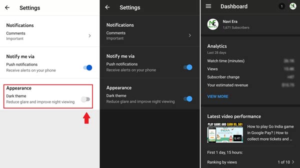 How to enable dark mode in YouTube Studio App? - Navi Era - Tech | Tutorial