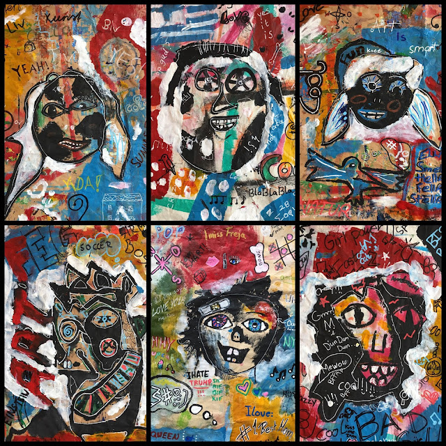 Art Room Britt: Basquiat Self Portraits with Free Association Elements