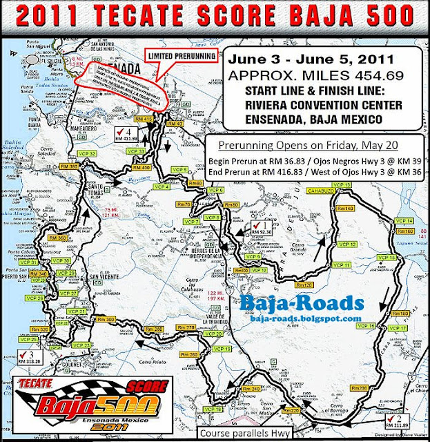 Baja Roads: Map 43rd Annual Tecate SCORE Baja 500.
