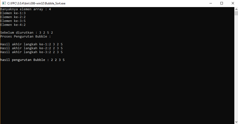 Bubble Sort Code Program Pascal