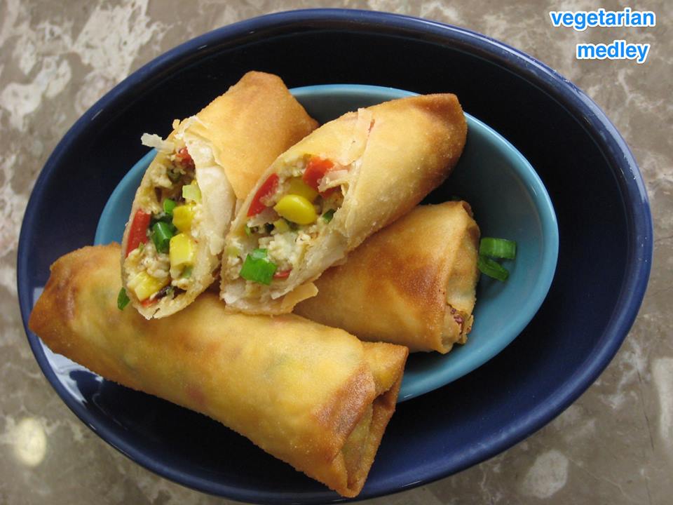 Vegetarian Medley: Paneer, Corn, & Peppers Spring Rolls