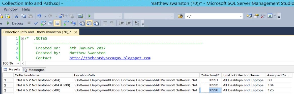 TheBeardySCCMGuy: T-SQL Query Collection Path SCCM Current Branch