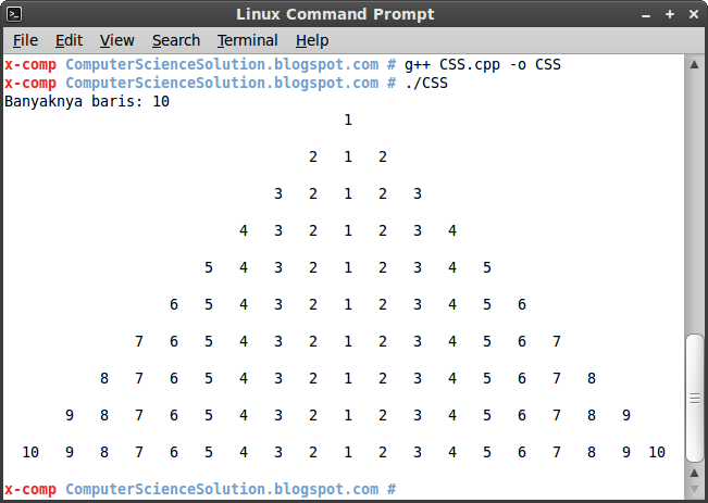 Computer Science Solution(CSS): Membuat Program Piramida Bilangan