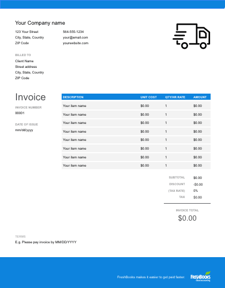 Trucking Company Invoice Sample - Invoice Template