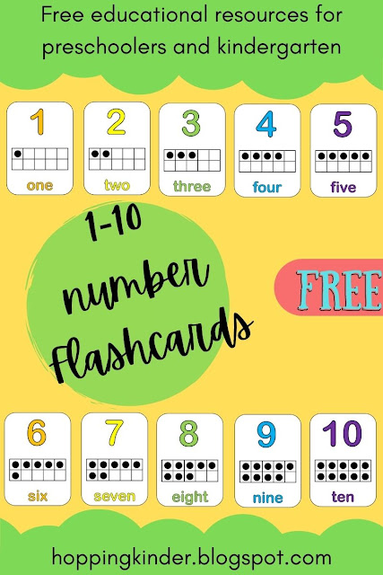 Hopping Kinder: 1-10 Number flashcards