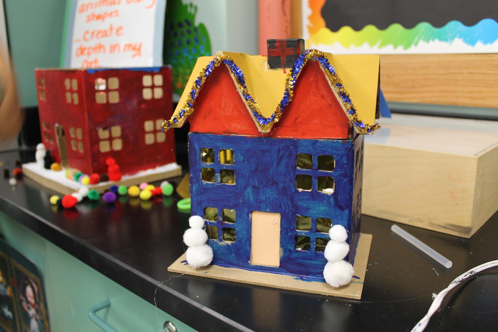 Art Room 104: Paper Mache Houses, Round 2: Christmas!