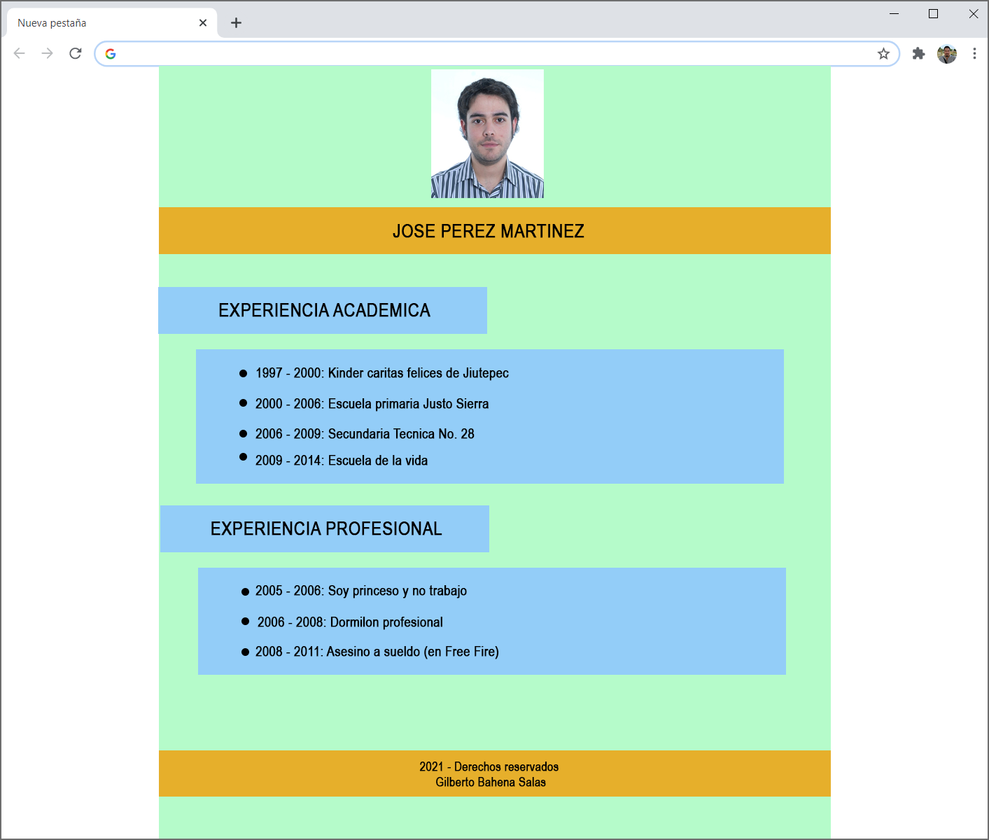 Programar un curriculum HTML con formatos CSS