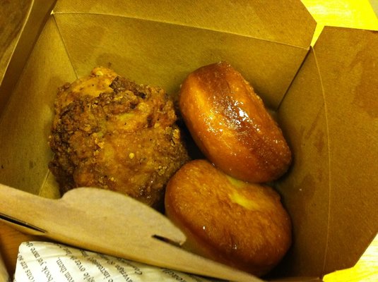 don't let me eat that: it's bad, fried chicken and doughnuts.