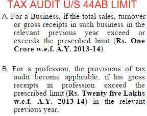 TAX AUDIT U/S 44AB SALES, TURNOVER OR GROSS RECEIPTS LIMIT & MEANING ...