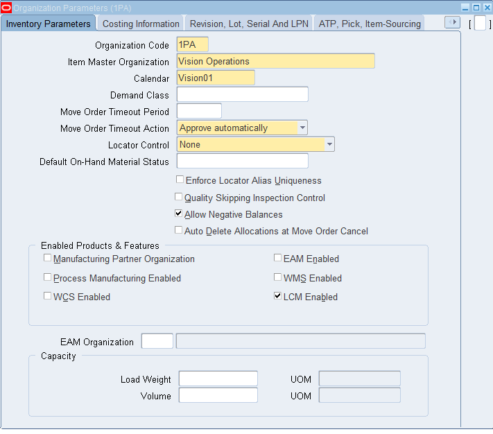 Oracle apps SCM Guide: Setting Up Inventory Organization for LCM