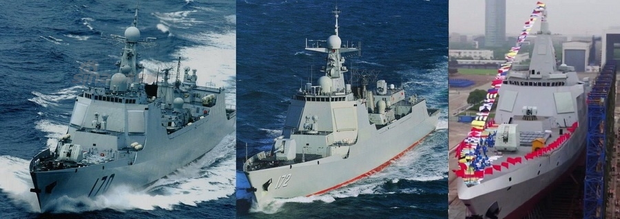 Perbandingan 3 model kapal perusak angkatan laut China yaitu ype 052C, 052D dan 055. ~ China ...