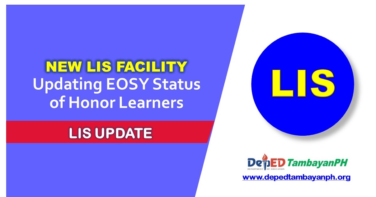 Updating EOSY Status of Honor Learners in LIS Website