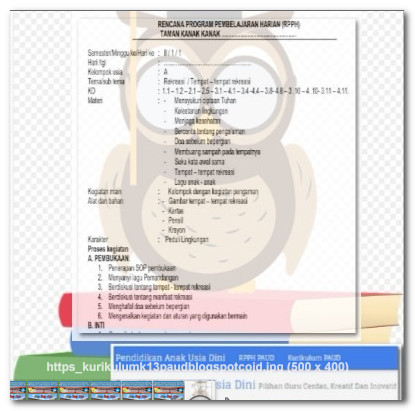 Contoh RPPH PAUD Semester 2 Usia 4-5 Tahun Lengkap | Pendidikan Anak ...