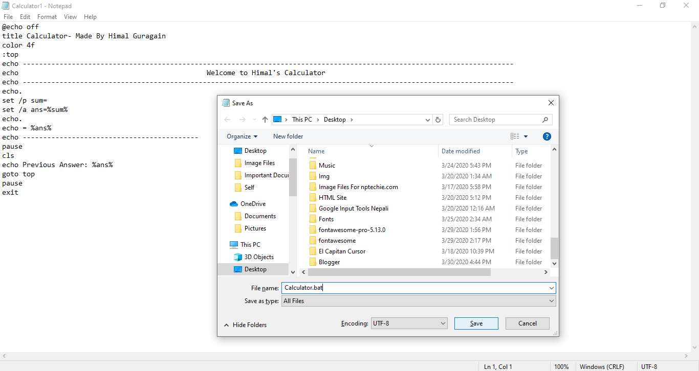 Make a Simple Calculator Using Notepad : 5 Steps - UPG Tech » Make it ...