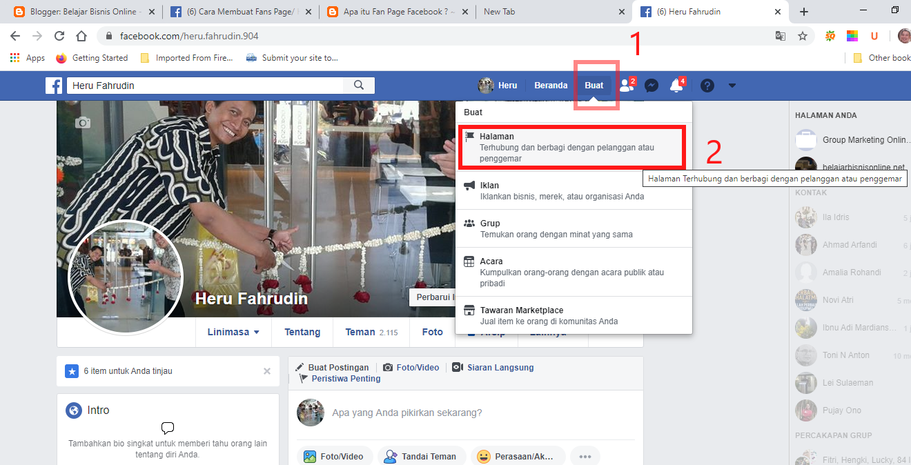 Cara membuat Fans page/Halaman Facebook buat Promosi Blog, Youtube Channel, dan Produk