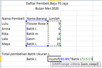 Manfaat Belajar: Cara Menggunakan Rumus Sumif Pada Excel