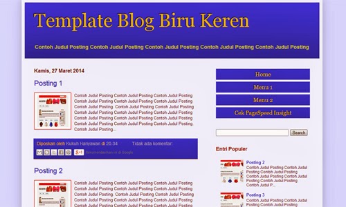 Best Performance Blogger Templates: Template Blog Biru Keren