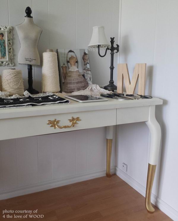 4 the love of wood: HOW TO PAINT A GOLD DIPPED DESK and framing vintage ...