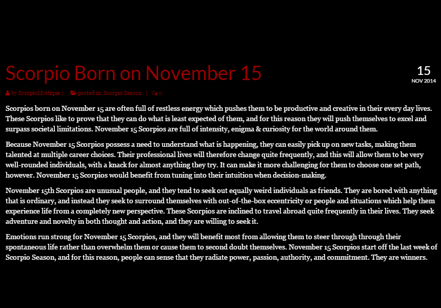 Scorpio Zodiac Personality Traits by Birthday | Scorpio Quotes