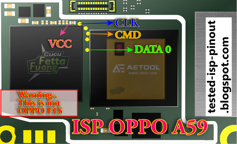 OPPO A59 EMMC ISP Pinout Download for flashing and unlocking